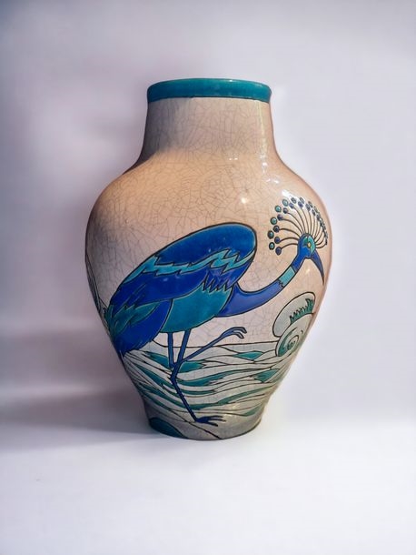 Charles Catteau | Art deco vase with wader design | MutualArt
