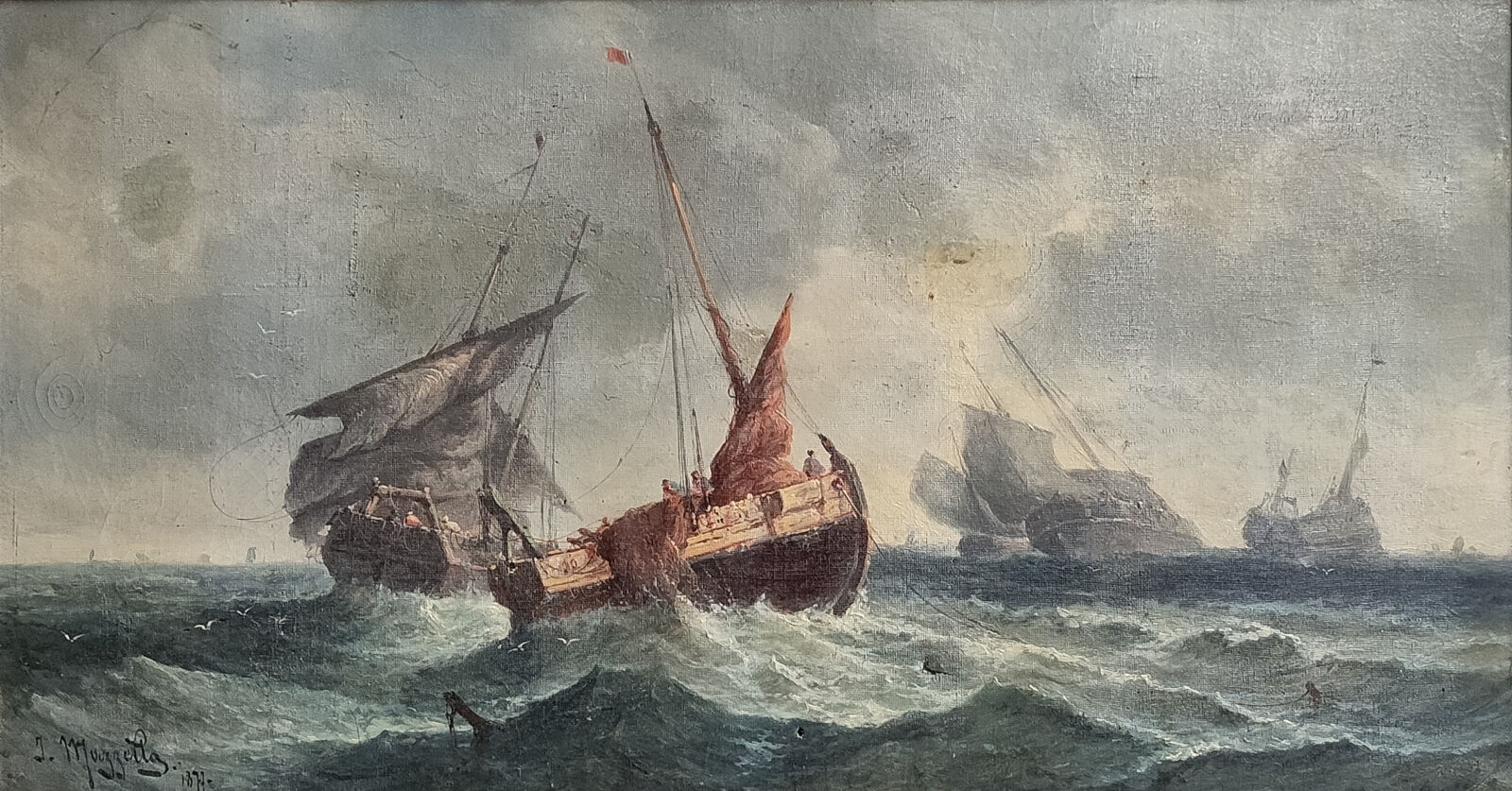 Jean Mazzella | Bateaux dans la tempête (1877) | MutualArt