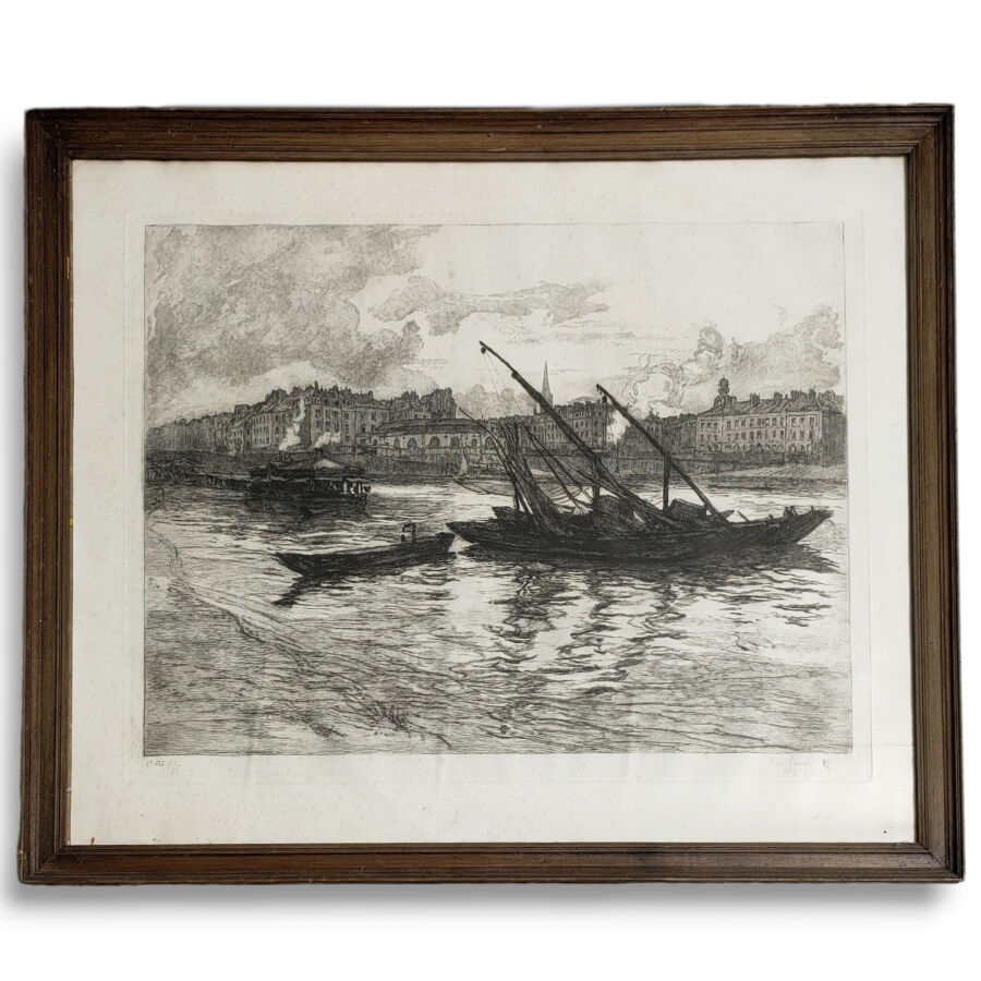 René Pinard | Nantes vue du quai Baco (1929) | MutualArt