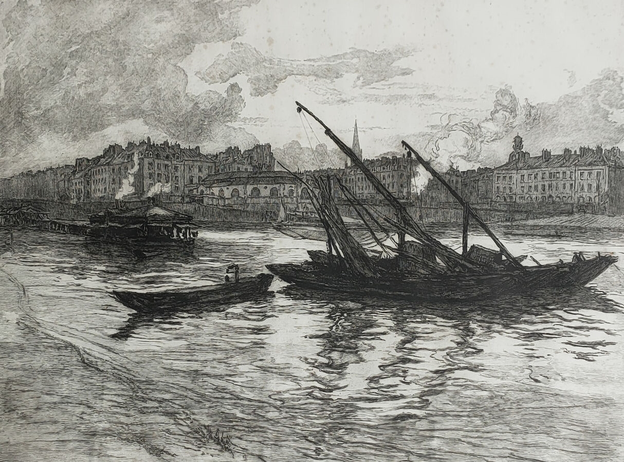 René Pinard | Nantes vue du quai Baco (1929) | MutualArt
