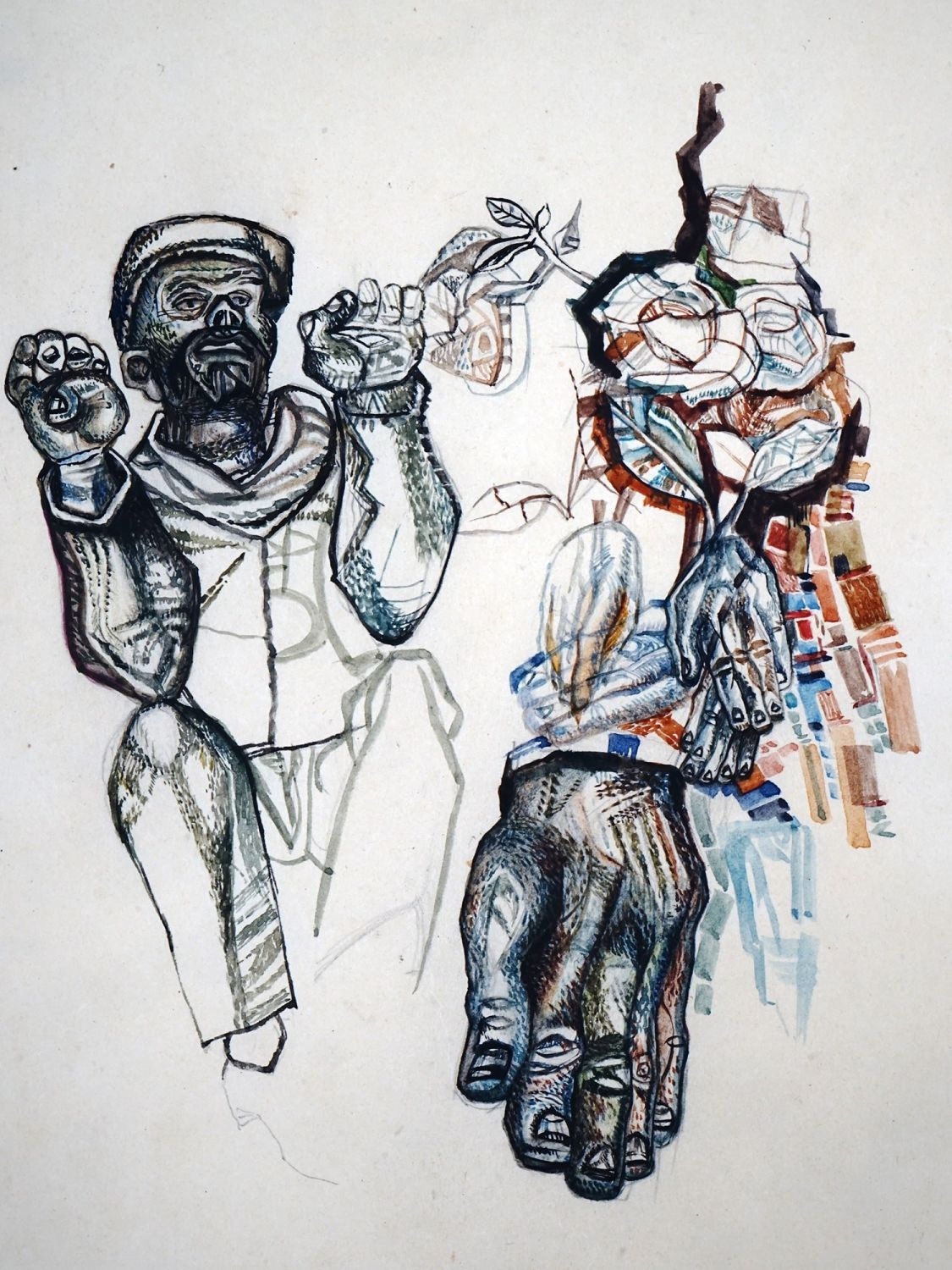 Pavel Filonov | A man and hands growing from a tree | MutualArt