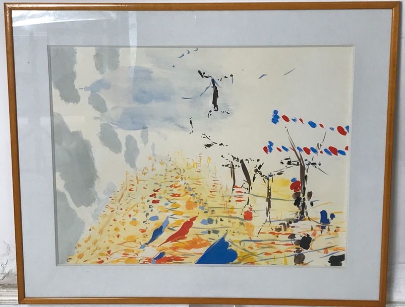 Emile Rampelberg | Vue d'une rue animée un 14 juillet | MutualArt