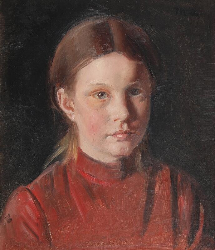 Michael Peter Ancher | Portrait of a young blond woman in a garden ...