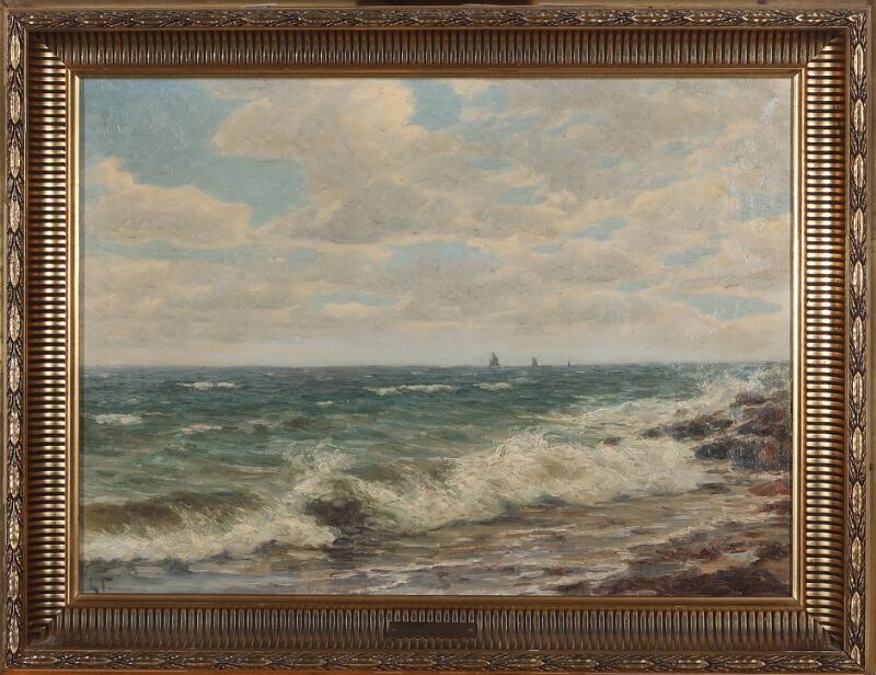 Laurits Regner Tuxen | Coastal scenery with breaking waves | MutualArt