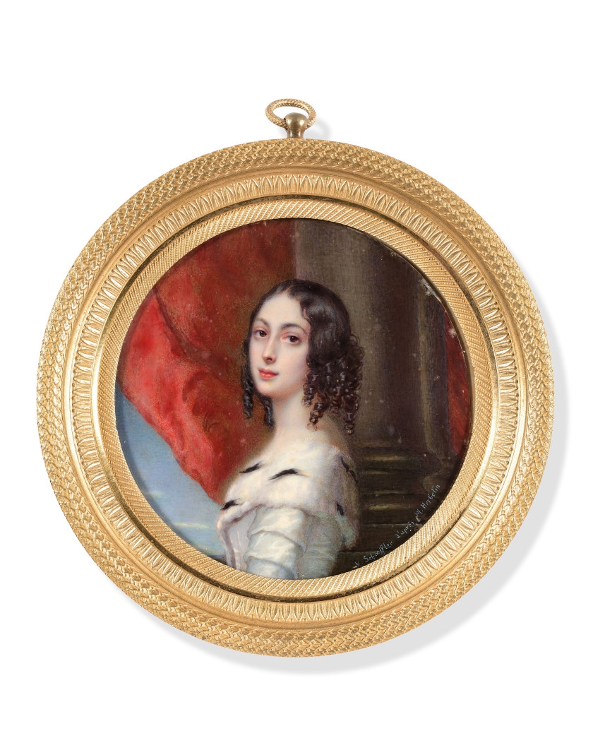 Jeanne Mathilde Herbelin | Femme au col d'hermine devant une colonne ...