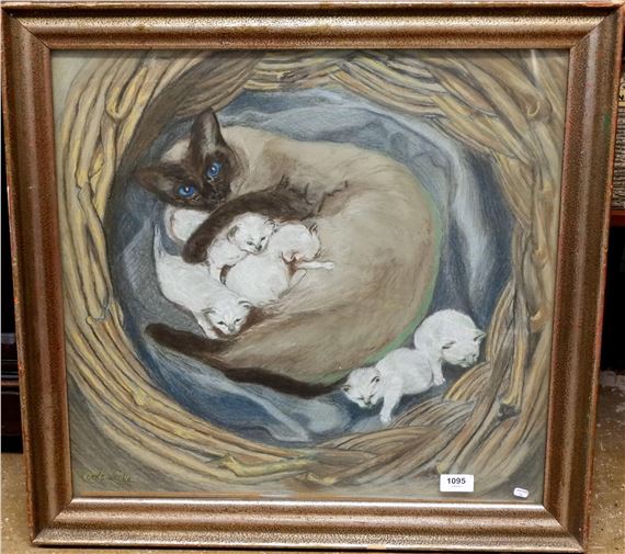 Evelyn Frances Coote | Siamese cat and kittens | MutualArt