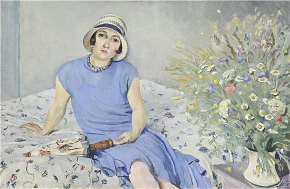 Émile Bressler | PORTRAIT DE FEMME EN ROBE BLEUE (1928 - 1932) | MutualArt