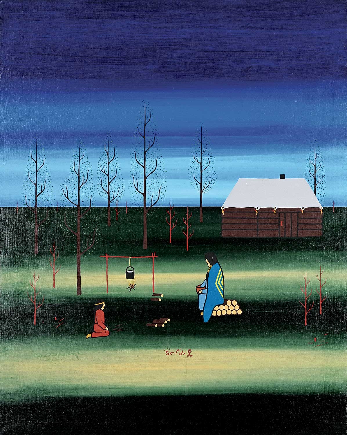 Shirley Cheechoo | Cooking Outside (1980) | MutualArt