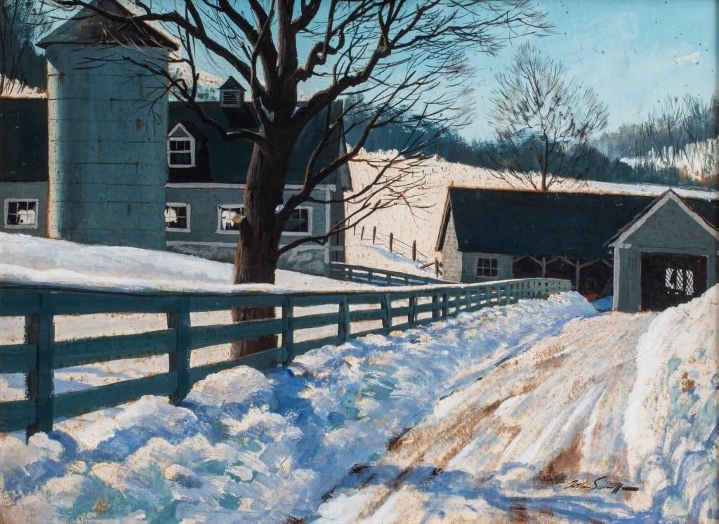 Arthur Saron Sarnoff | Winter Landscape with Gray Barn | MutualArt