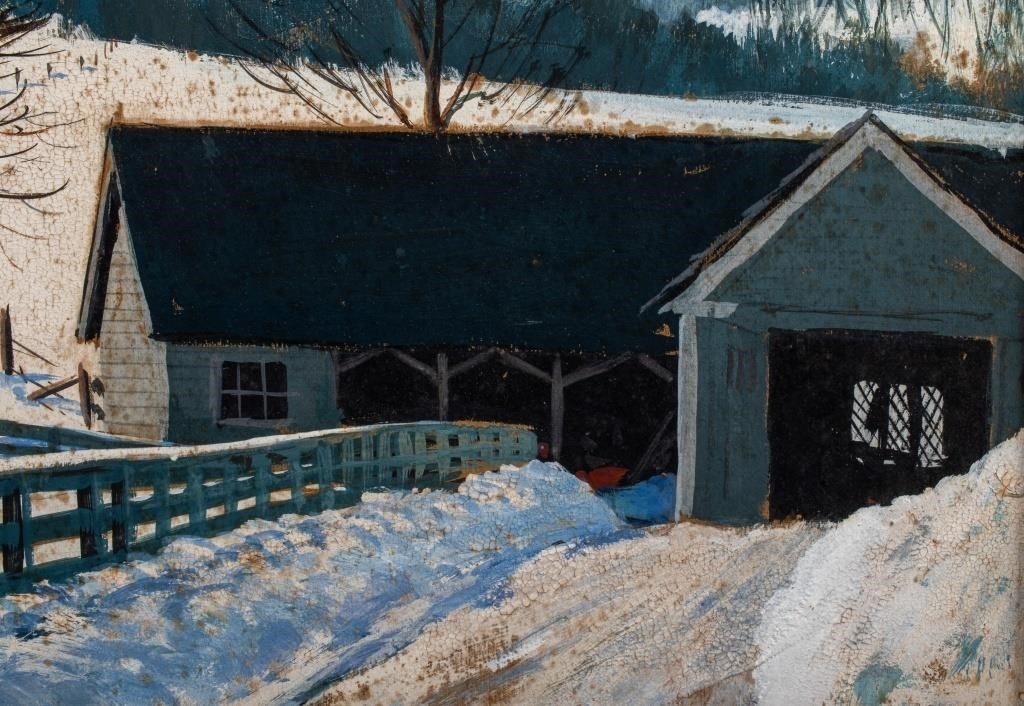 Arthur Saron Sarnoff | Winter Landscape with Gray Barn | MutualArt