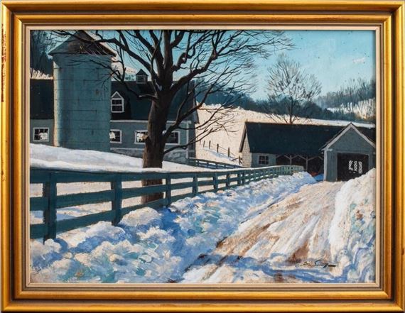 Arthur Saron Sarnoff | Winter Landscape with Gray Barn | MutualArt
