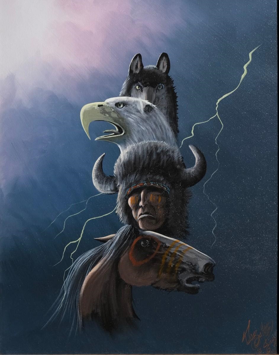 Edward Two Bulls | Warrior, Horse, Eagle and Wolf | MutualArt