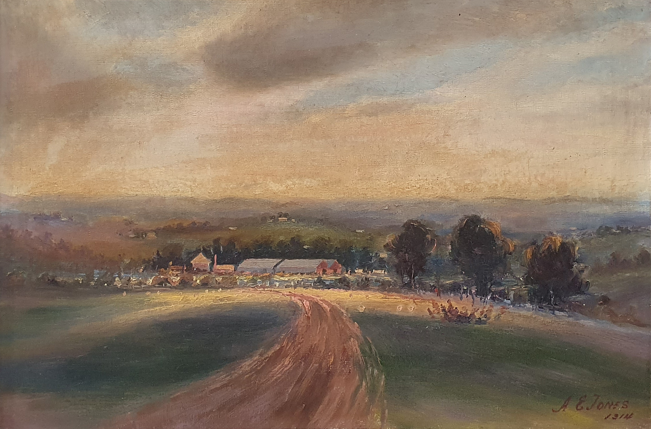 Arthur Edgar Jones | Landscape with Farmhouse (1914) | MutualArt
