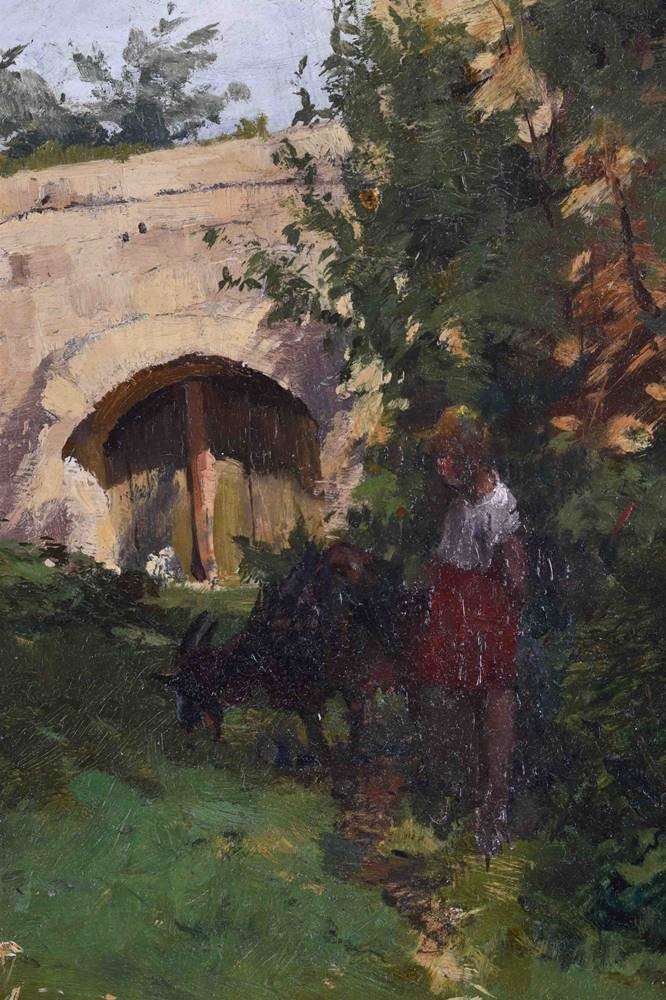 Hans von Bartels | Landschaft bei Wasserpforte mit Ziegenhirtin | MutualArt