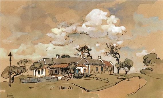 Gregoire Johannes Boonzaier | FARMHOUSE WITH GATHERING CLOUDS (1952 ...