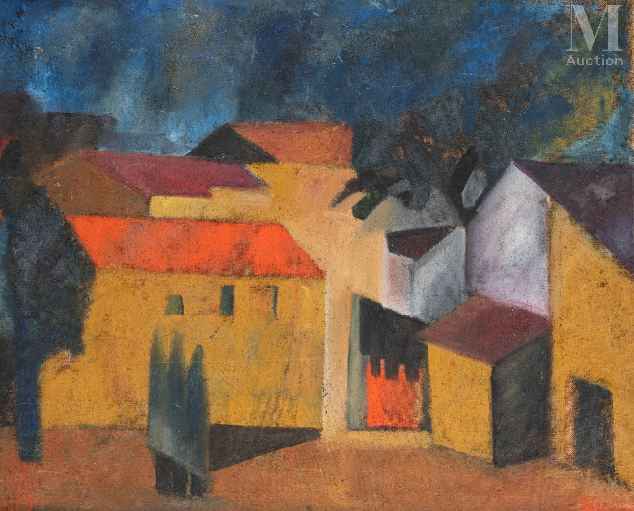 French School, 20th Century | Les toits rouges ou Maisons en Toscane ...