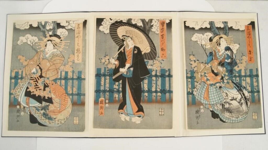 Utagawa Toyokuni II | Utagawa Toyokuni II Wood Block Triptych | MutualArt
