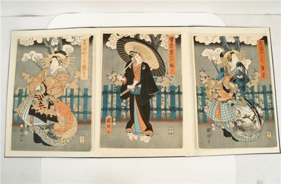 Utagawa Toyokuni II | Utagawa Toyokuni II Wood Block Triptych | MutualArt