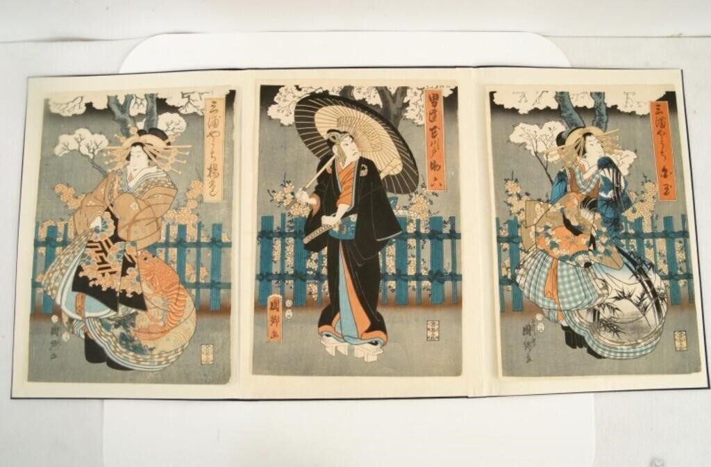 Utagawa Toyokuni II | Utagawa Toyokuni II Wood Block Triptych | MutualArt