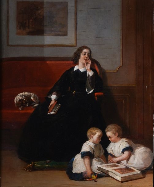 Johannes Cornelius Mertz | Mother and children reading | MutualArt