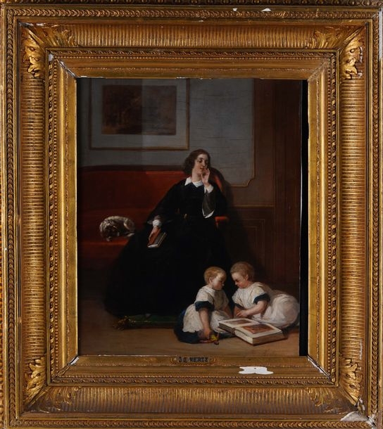 Johannes Cornelius Mertz | Mother and children reading | MutualArt