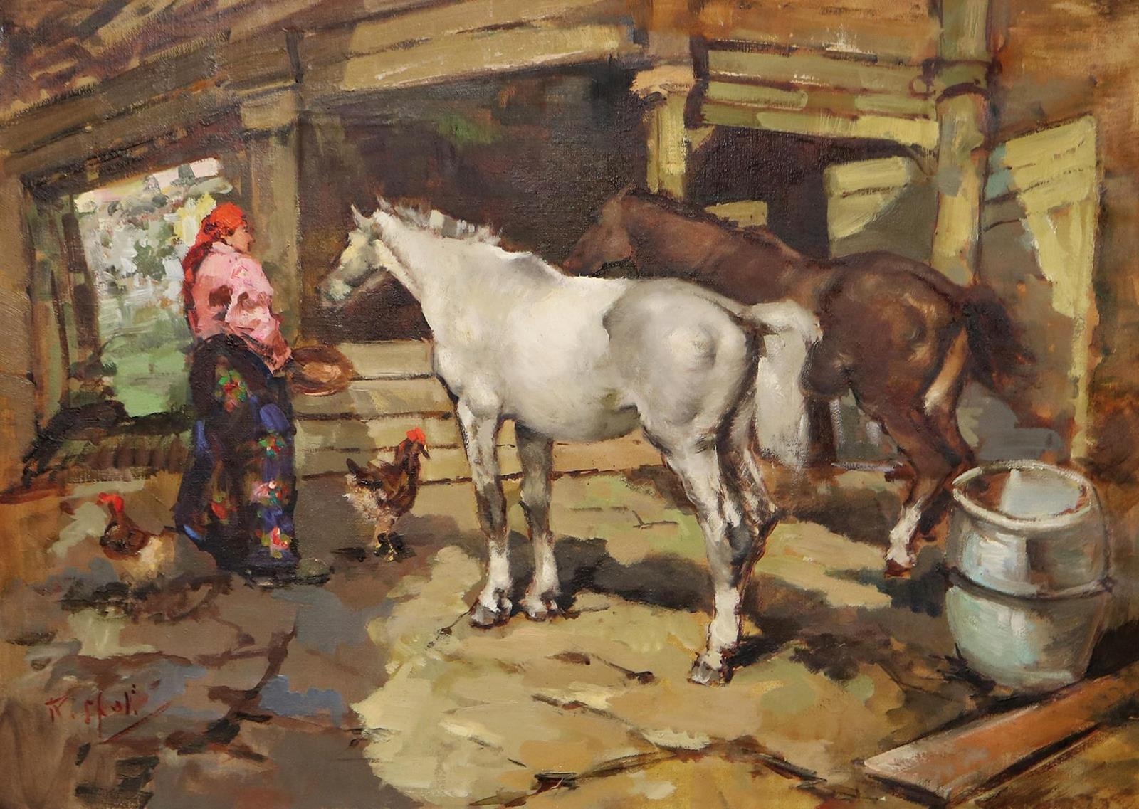 Franco Rispoli | Zwei Pferde am Stall | MutualArt