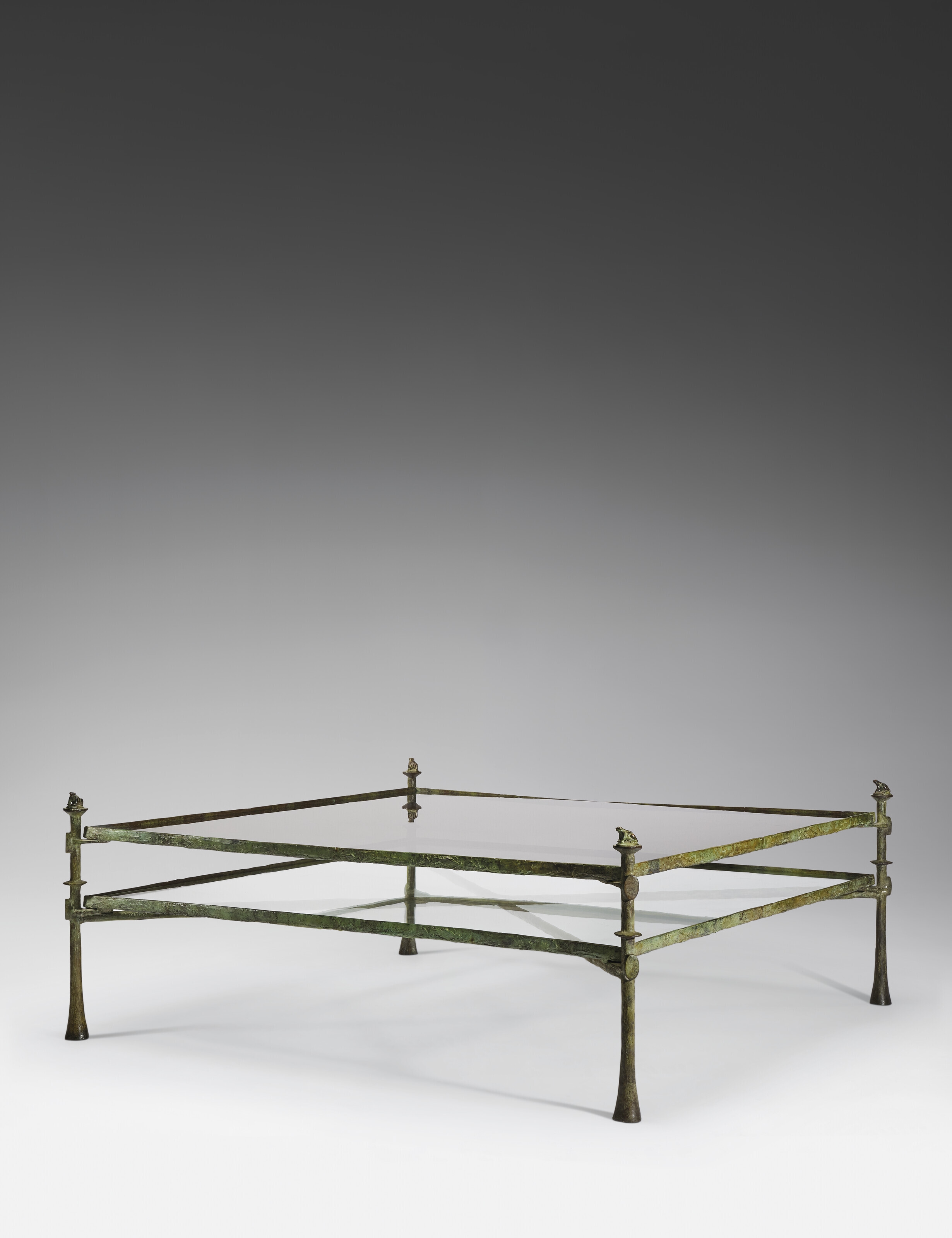 Diego Giacometti | Grande table basse à deux plateaux aux grenouilles ...