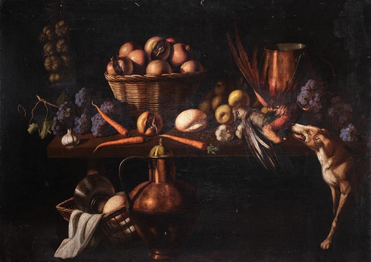 Spanish School, 17th Century | Bodegón con perro | MutualArt