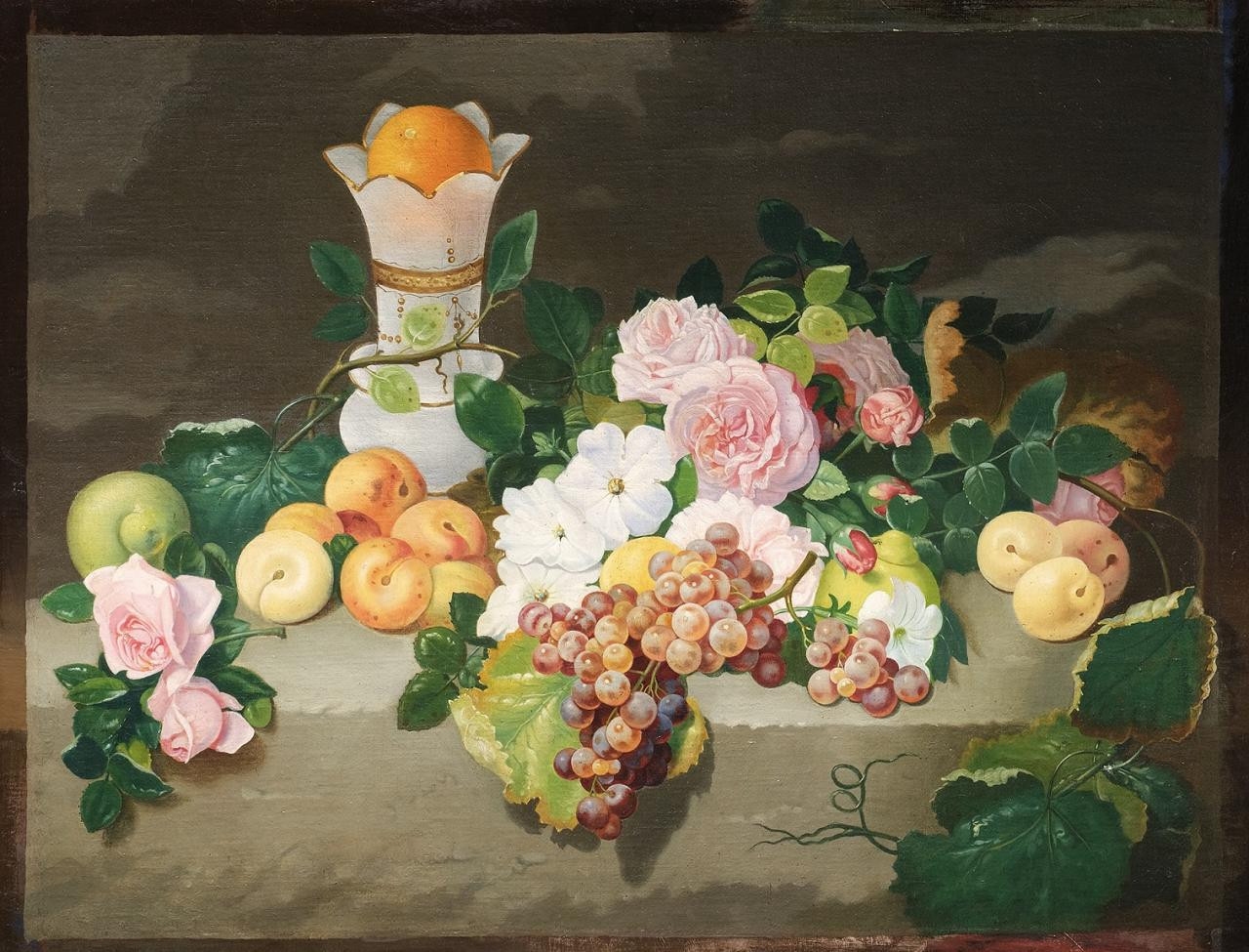 Spanish School, 19th Century | Bodegón con flores y frutas | MutualArt