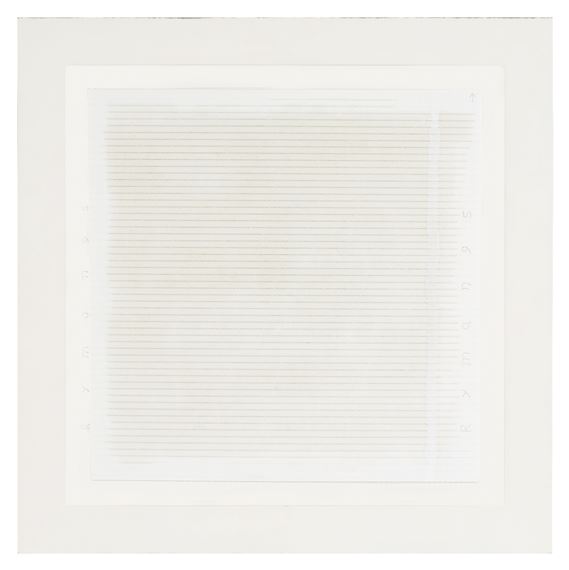 Robert Ryman | Painting measuring 10¾ x 11 with white and green shapes ...