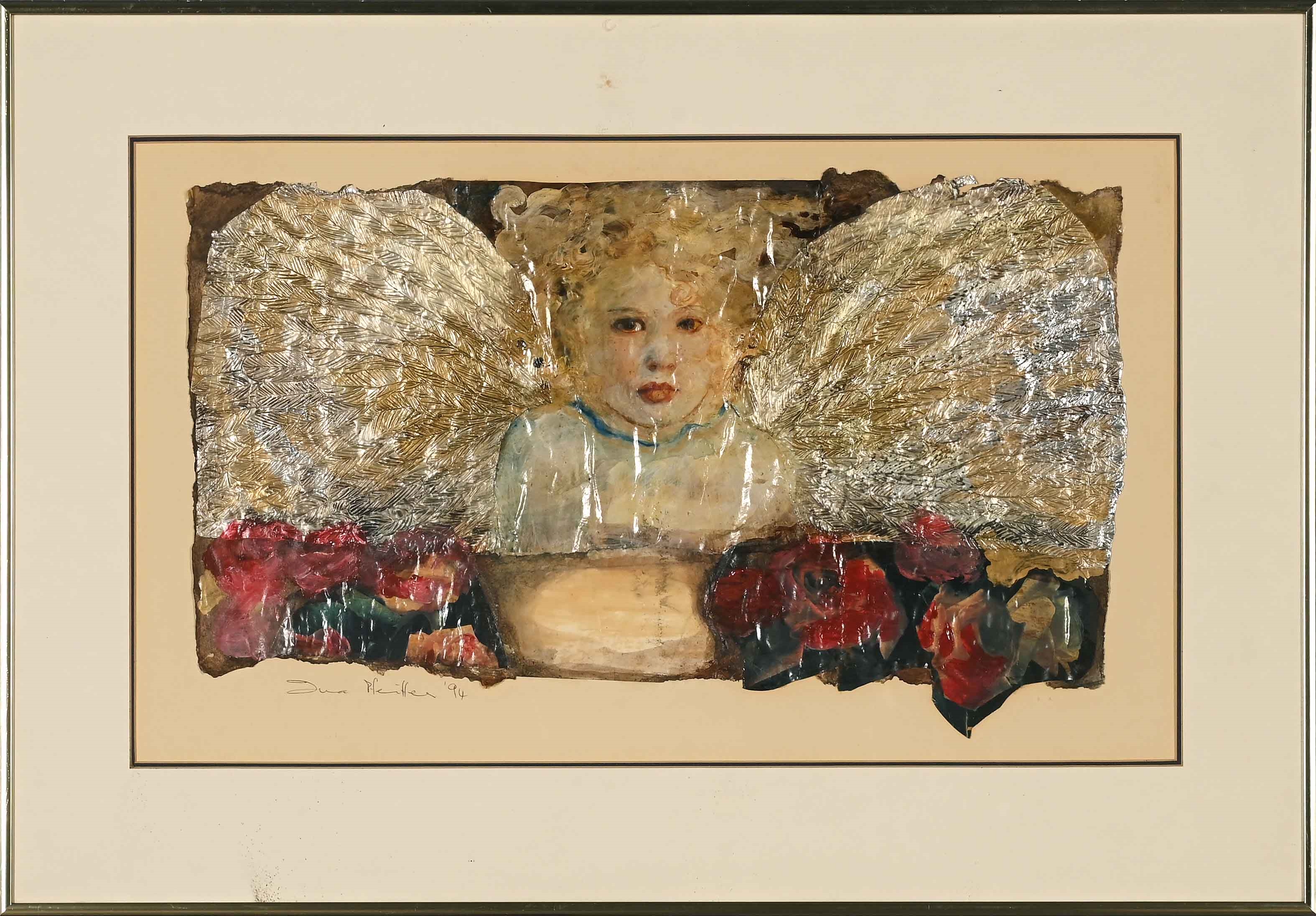 Jan Pfeiffer | Young Girl with Wings and Roses (1994) | MutualArt
