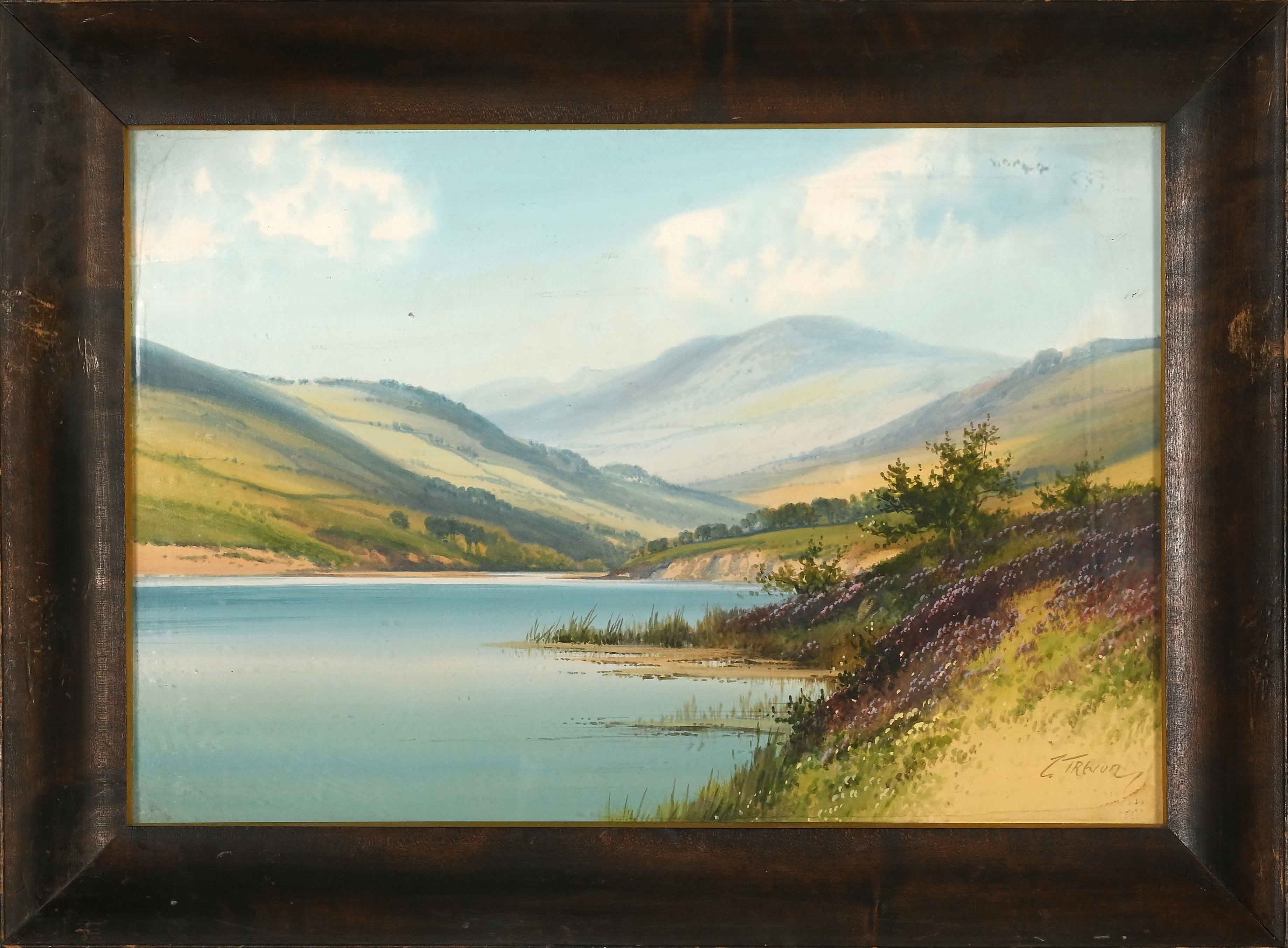 George Trevor | View Over a Lake Towards Rolling Hills | MutualArt