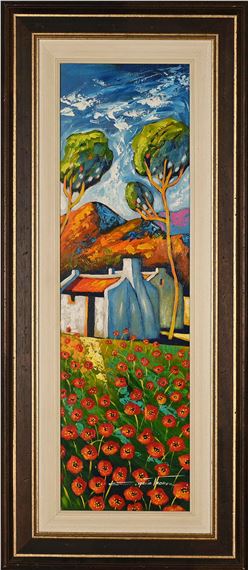 Giorgio Trobec | Poppie Field with Cottages | MutualArt