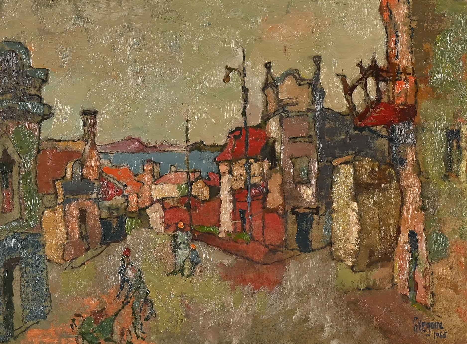 Gregoire Johannes Boonzaier | Red Houses and Table Bay (1965) | MutualArt