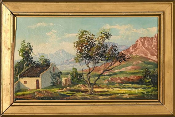 Reginald A. Grattan | Farmhouse with Tree and Mountain Range | MutualArt