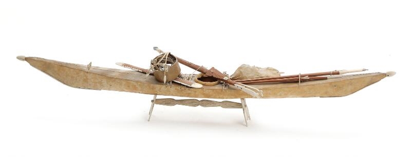 Karl Kristoffersen | A Greenlandic Inuit kayak model of hide, bone and ...