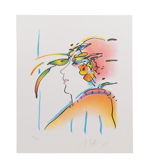 Peter Max | LADY WITH FEATHERS (1937) | MutualArt
