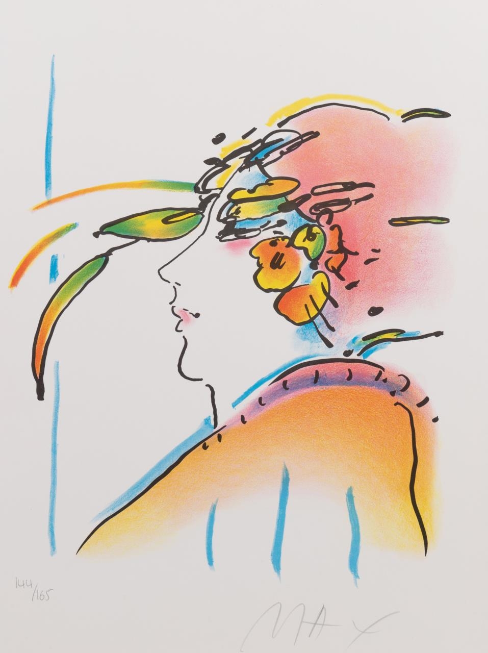 Peter Max | LADY WITH FEATHERS (1937) | MutualArt