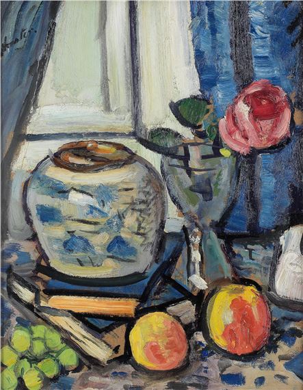 George Leslie Hunter | Still Life with Rose and Chinese Vase Painted ...