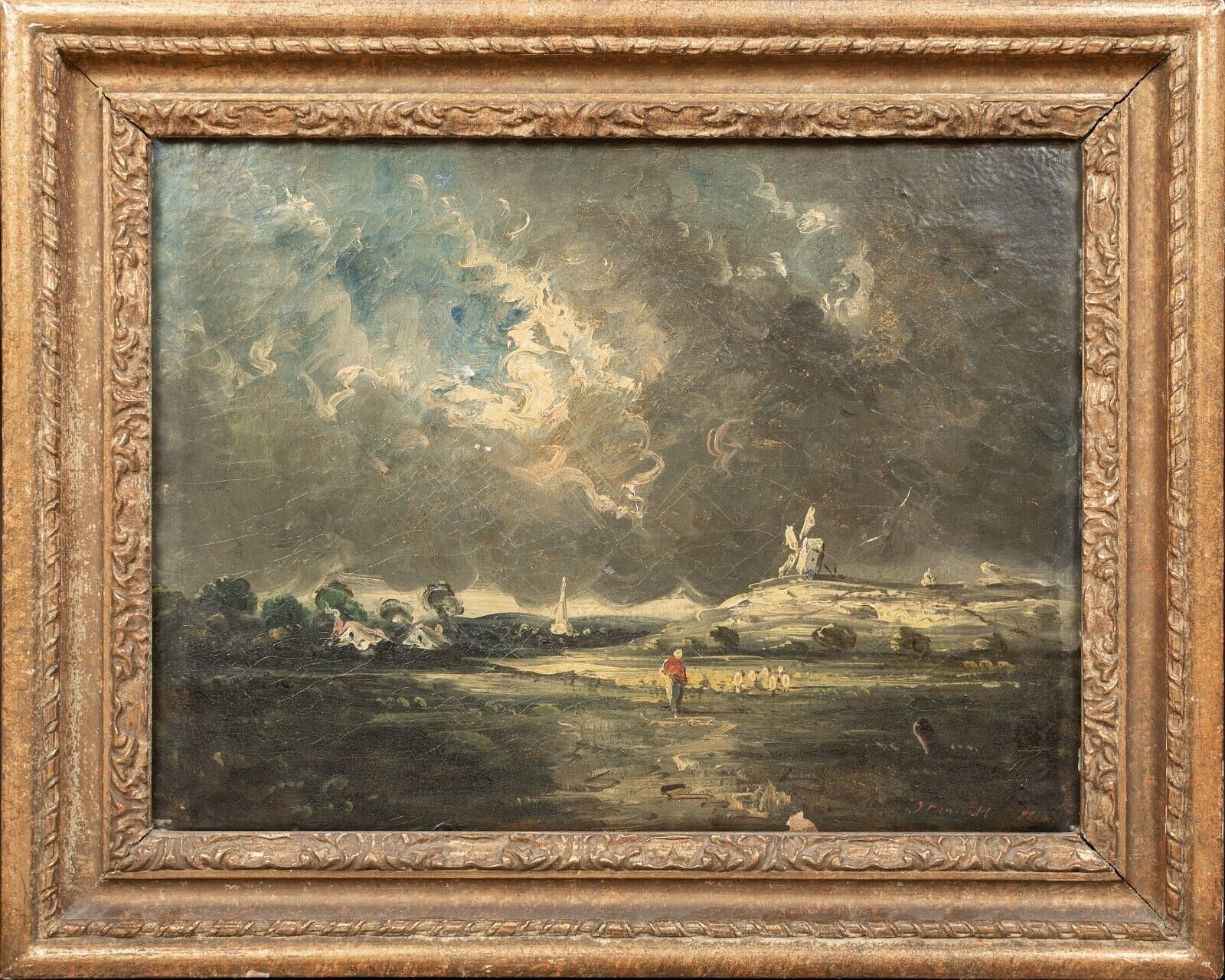 J. Constable | VIEW OF A FIGURE IN A CLOUDY LANDSCAPE (19th Century ...