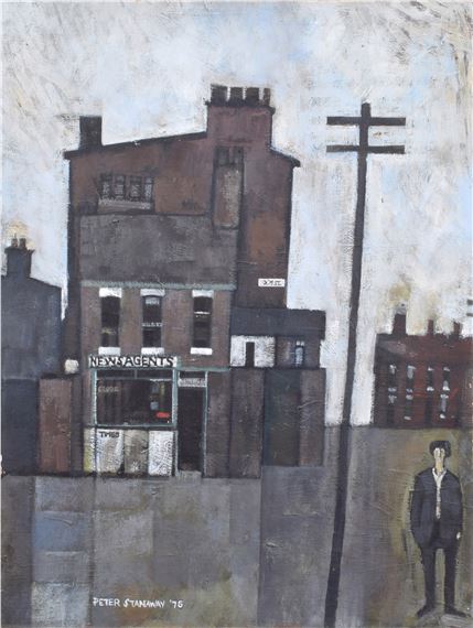 Peter Stanaway | Northern street scene with figure | MutualArt