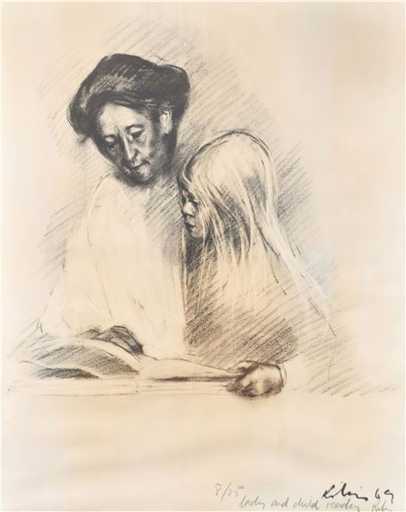 Harold Riley | Lady and Child Reading | MutualArt