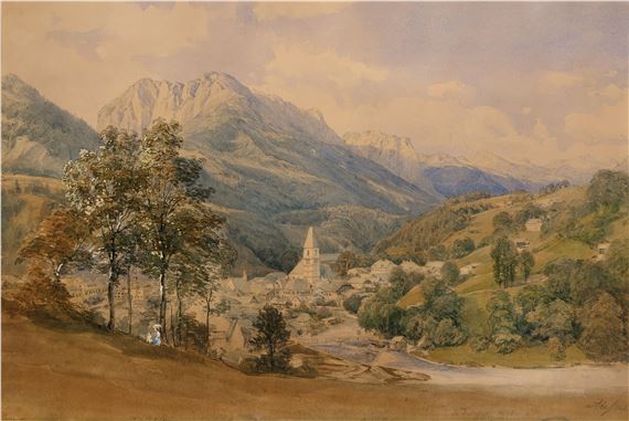 Joseph Höger | A view of Bad Aussee (1846) | MutualArt
