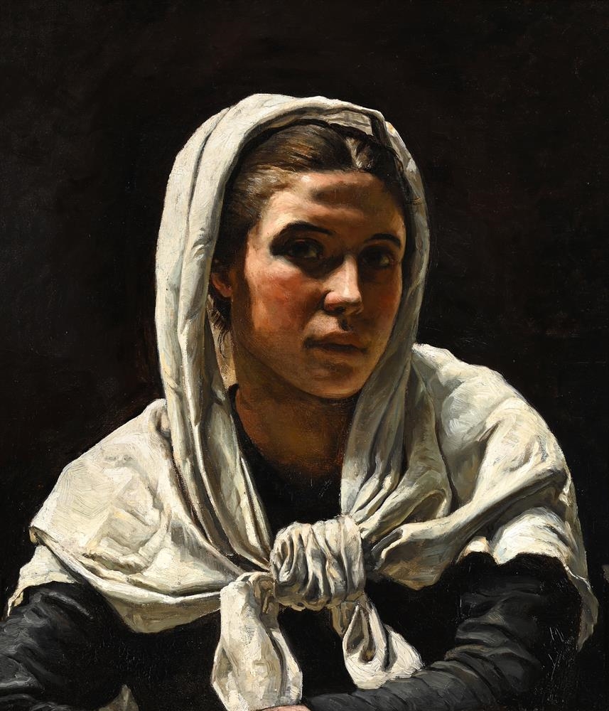 Frank Bramley | PORTRAIT OF A YOUNG BRETON WOMAN | MutualArt