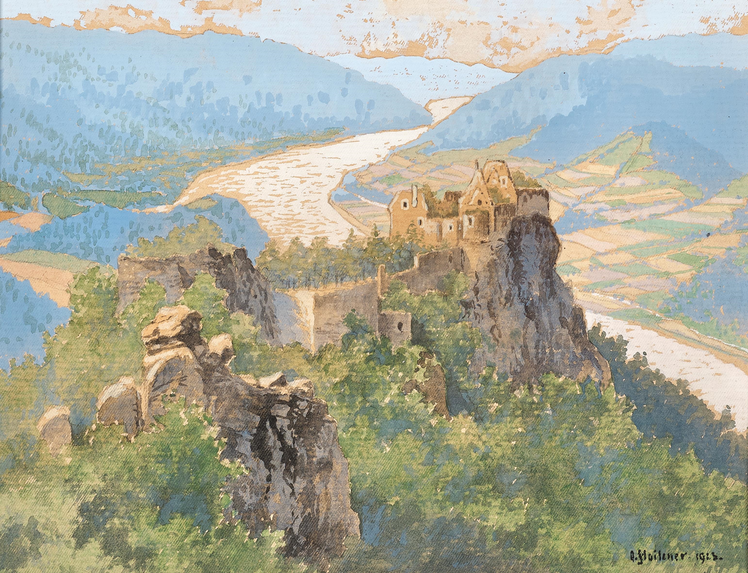 Otto Stoitzner | The ruin of Aggstein castle in the Wachau valley (1923 ...