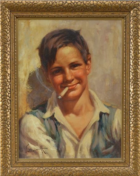 Antonio Vallone | A portrait of a boy smoking | MutualArt