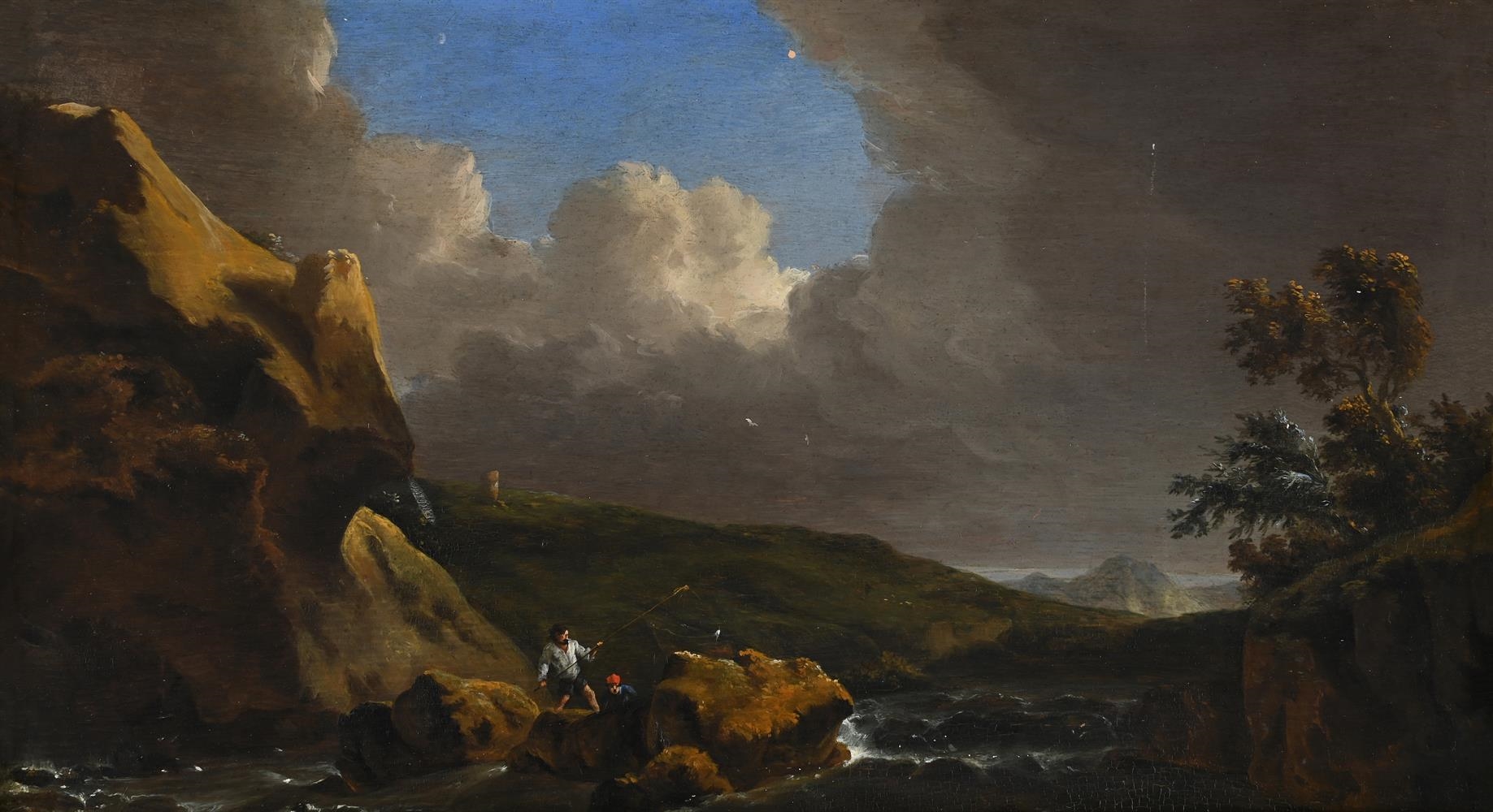 Claude-Joseph Vernet | FISHERMEN IN A ROCKY RIVER LANDSCAPE | MutualArt