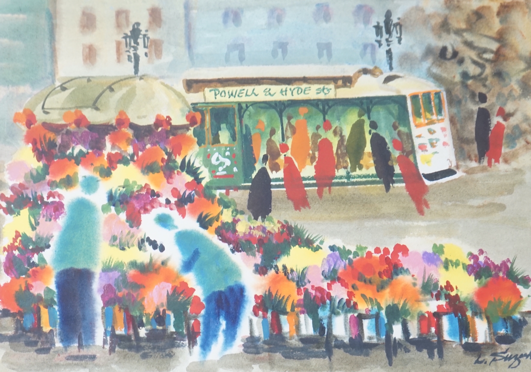 Lewis Suzuki | Flower sellers before buildings | MutualArt