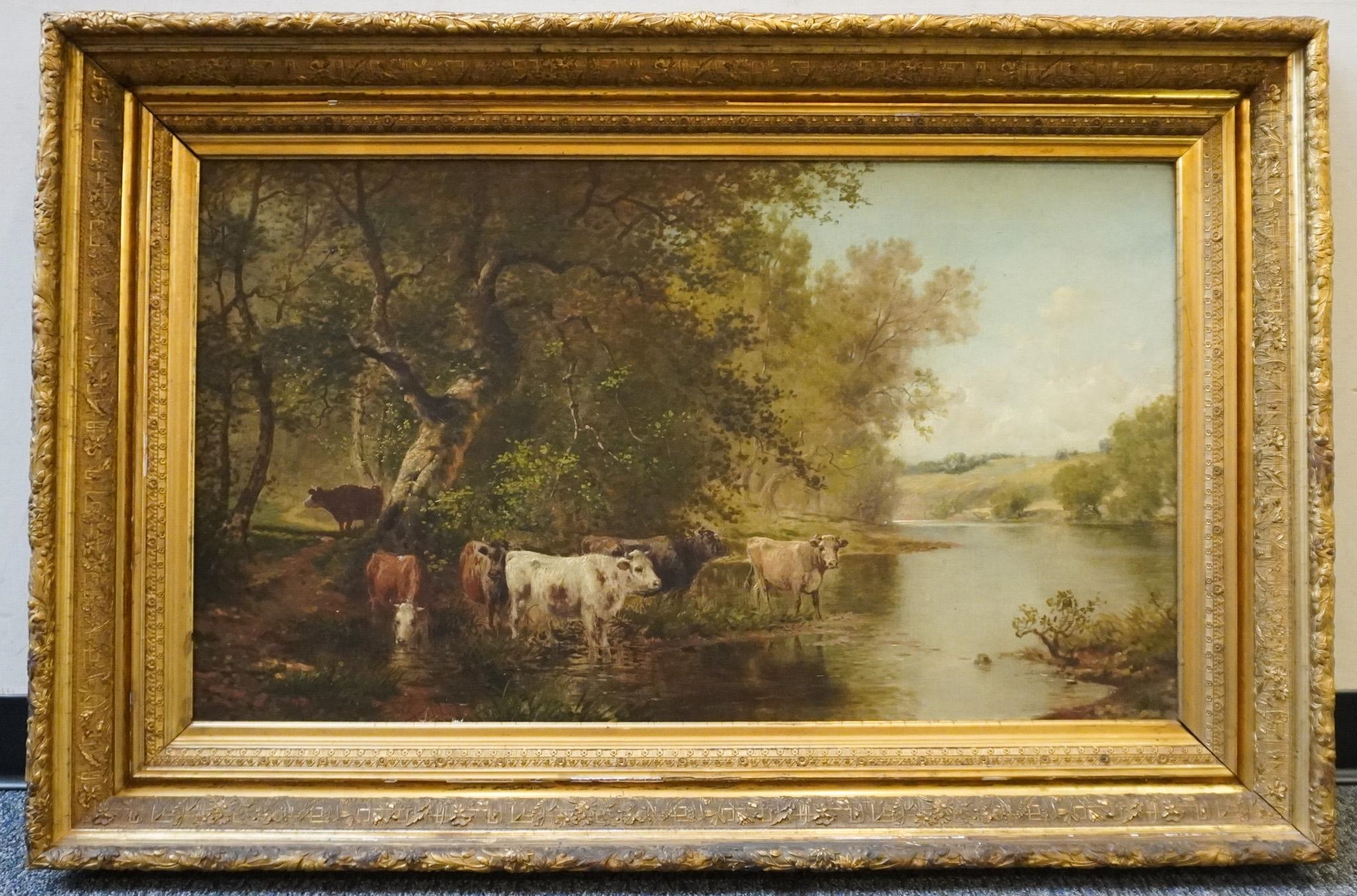 Charles Grant Beauregard | Cows Watering by a Stream (2002) | MutualArt