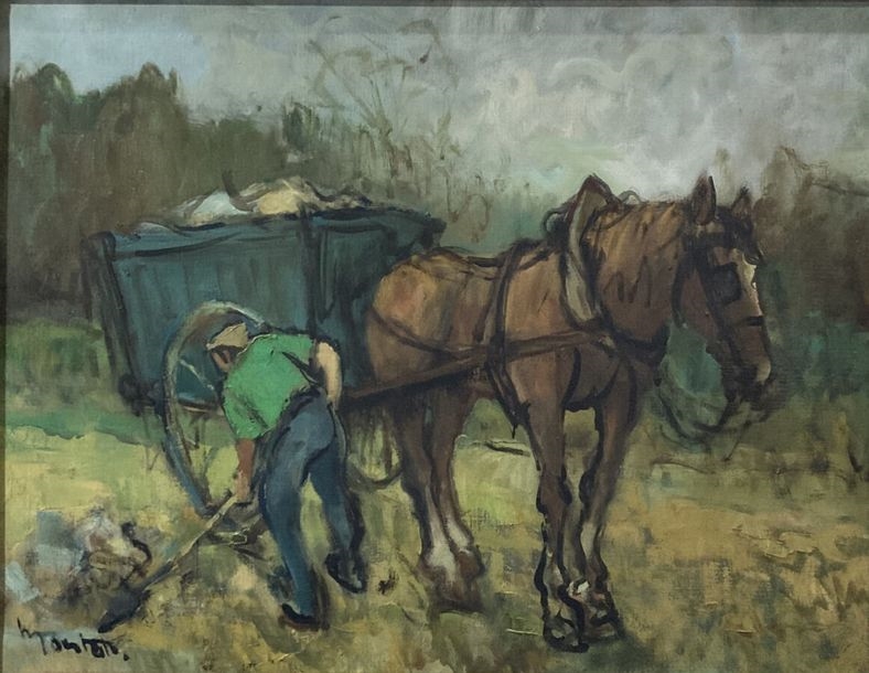 Maurice Montet | Peasant and his carriage | MutualArt